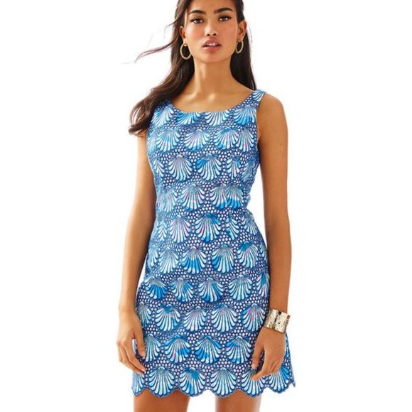 Lilly Pulitzer | Dresses | Lilly Pulitzer Blue Bay Aralyn Shell Eyelet ...